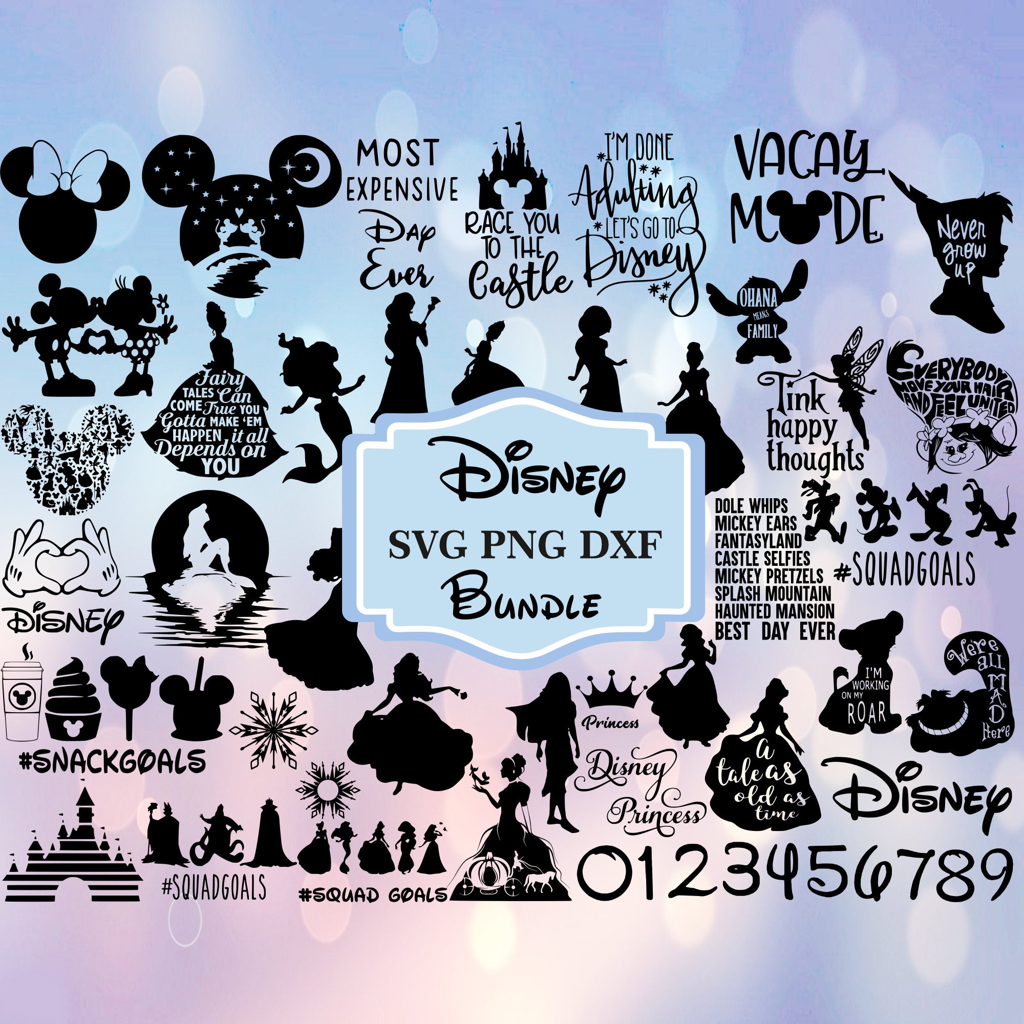 50 SVG PNG and DXf Instant Digital Download Disney Bundle | Etsy