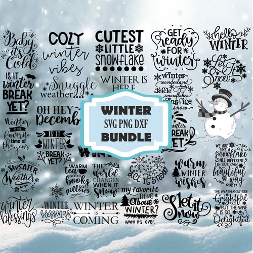 20 SVG PNG Dxf Instant Digital Download Winter Bundle for - Etsy