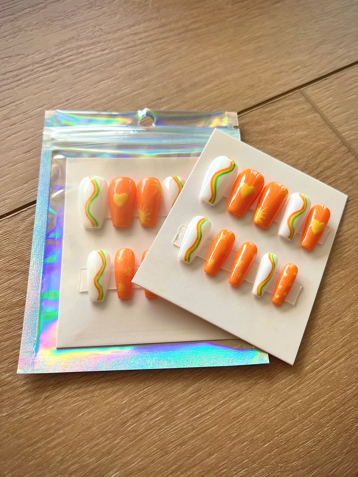 Multicolor Retro Medium Coffin-shape Press on Nails Set of 20 - Etsy