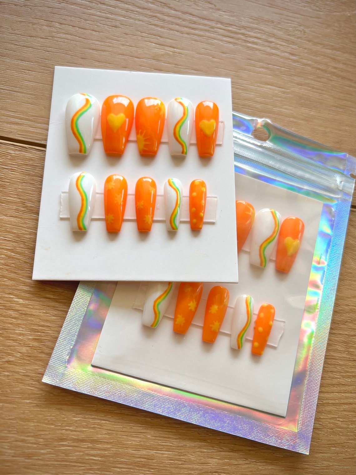 Multicolor Retro Medium Coffin-shape Press on Nails Set of 20 - Etsy