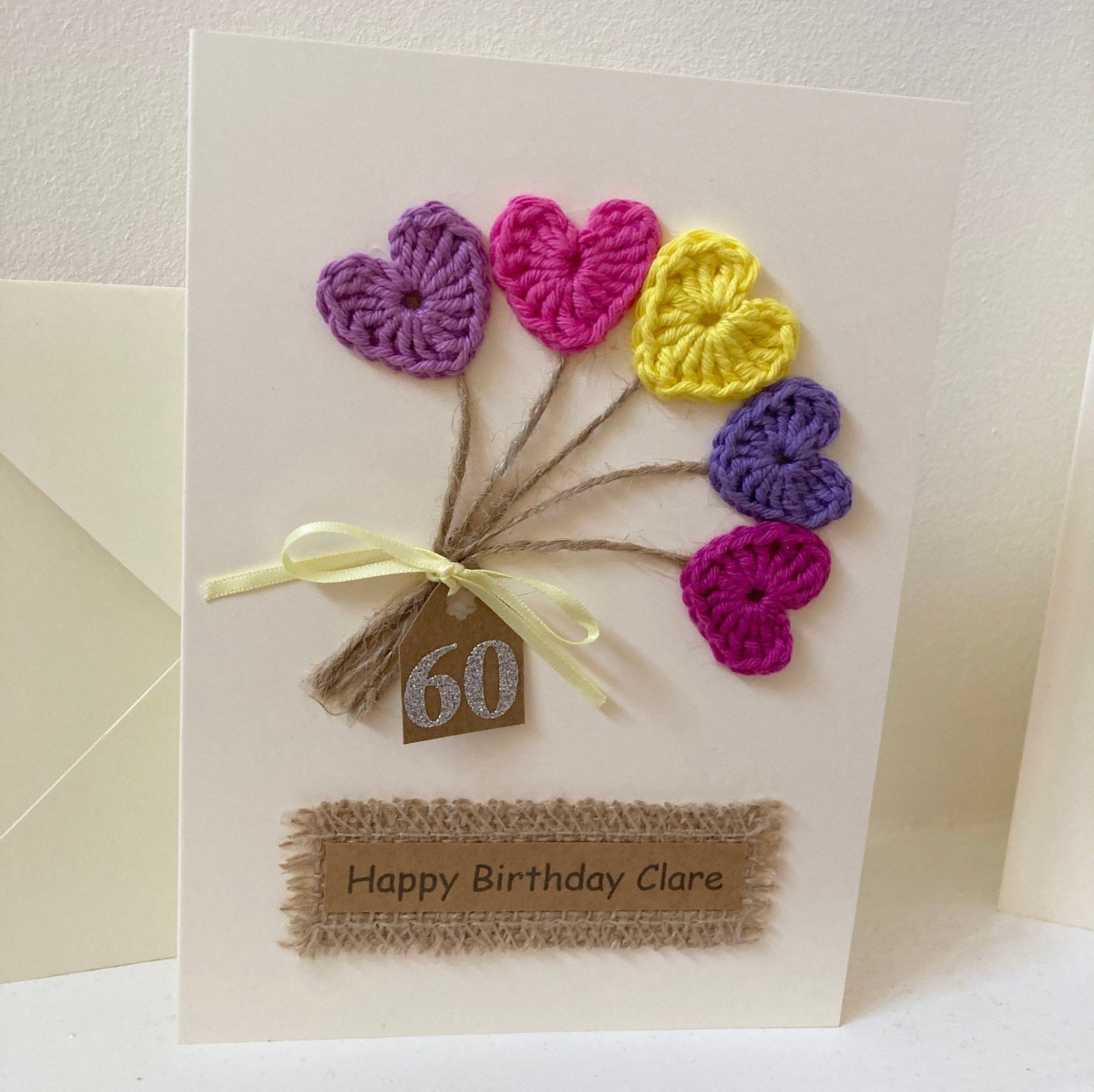 Personalised Happy Birthday Card Crochet Bouquet 18th 21st - Etsy UK