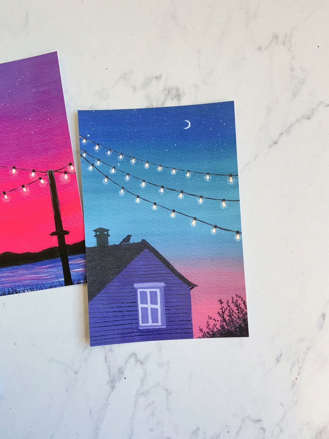 String Lights Postcard Prints Set Original Postcard Prints - Etsy