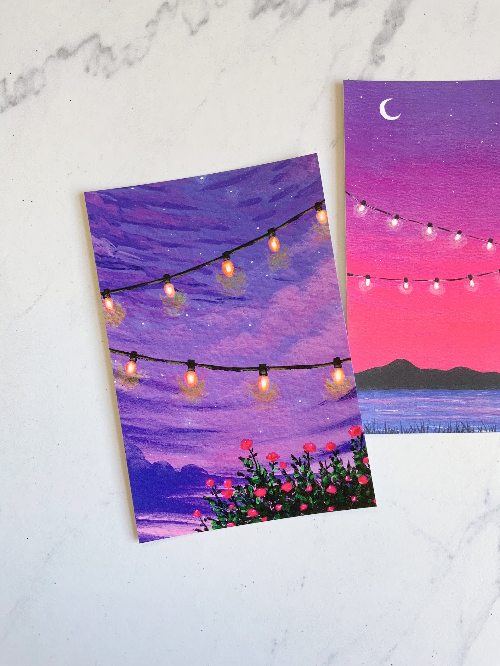 String Lights Postcard Prints Set Original Postcard Prints - Etsy
