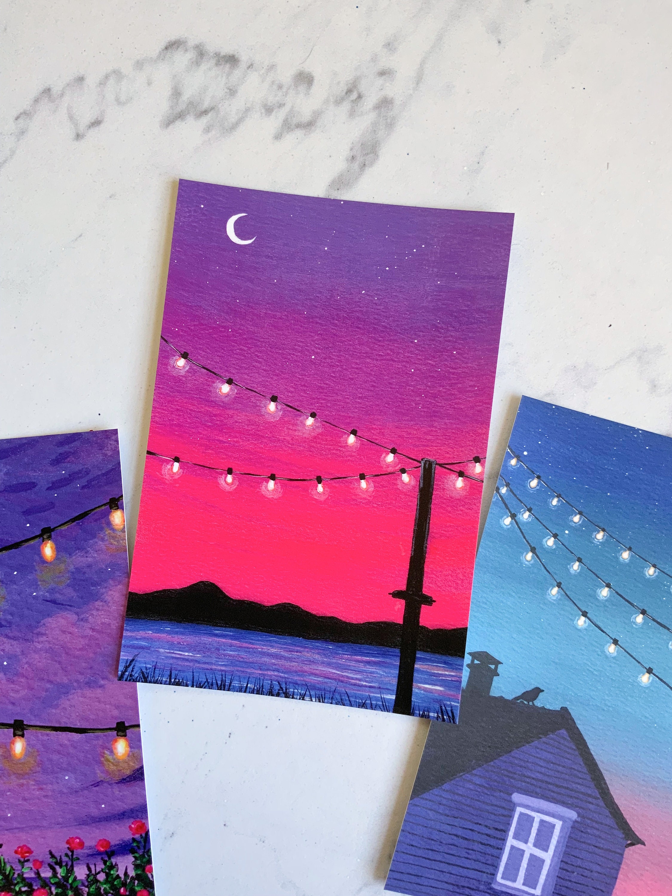 String Lights Postcard Prints Set Original Postcard Prints - Etsy