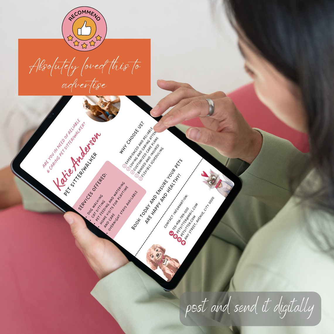 Pet Sitter Flyer, Editable Pet Walker Flyer, Dog Sitter Walker, Cat ...