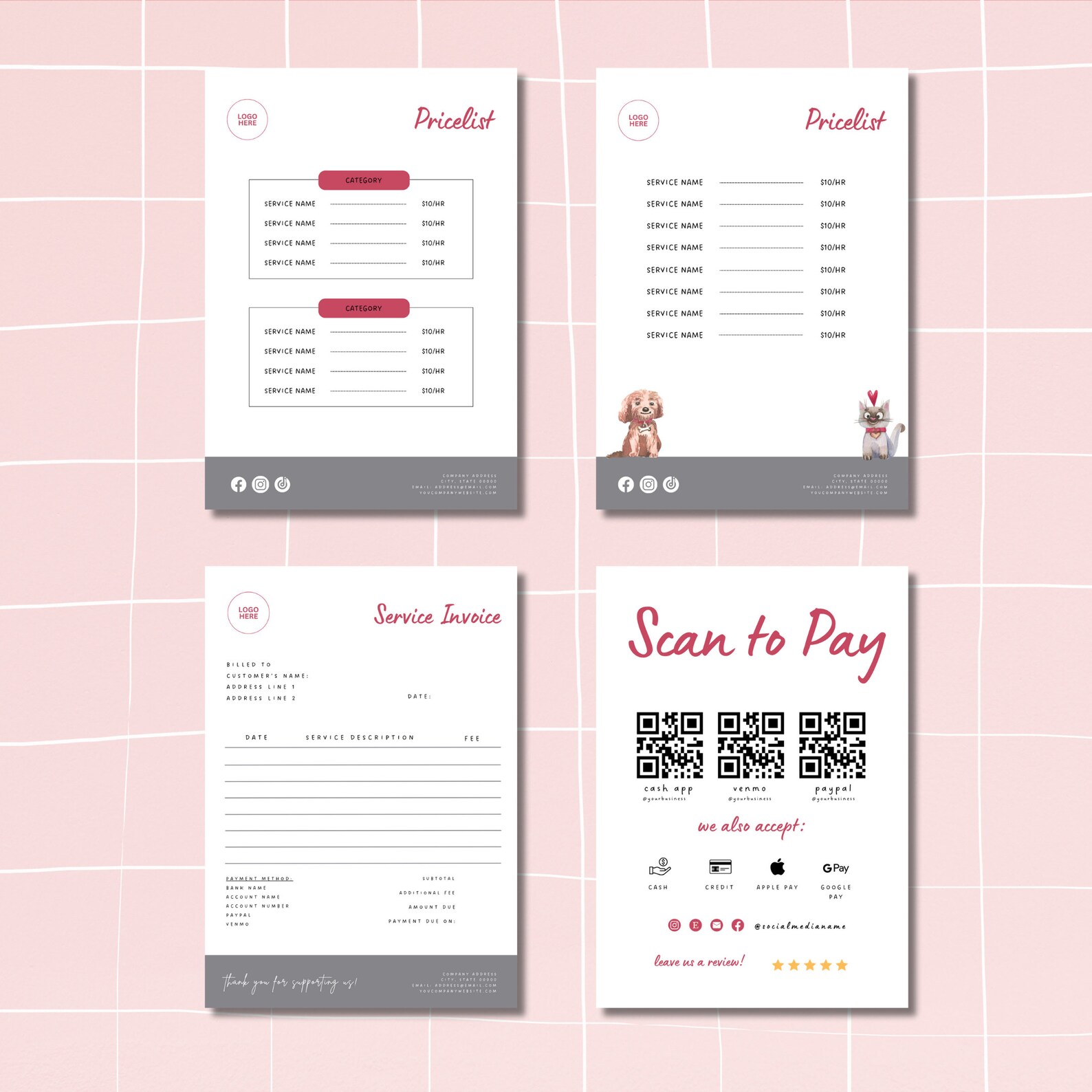 Pet Sitting Service Form, Pet Sitter Forms, Editable Dog Sitting ...