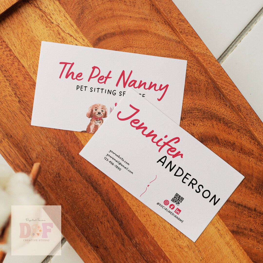 Pet Business Card Template, Pet Sitting Editable Card, Dog Walking ...