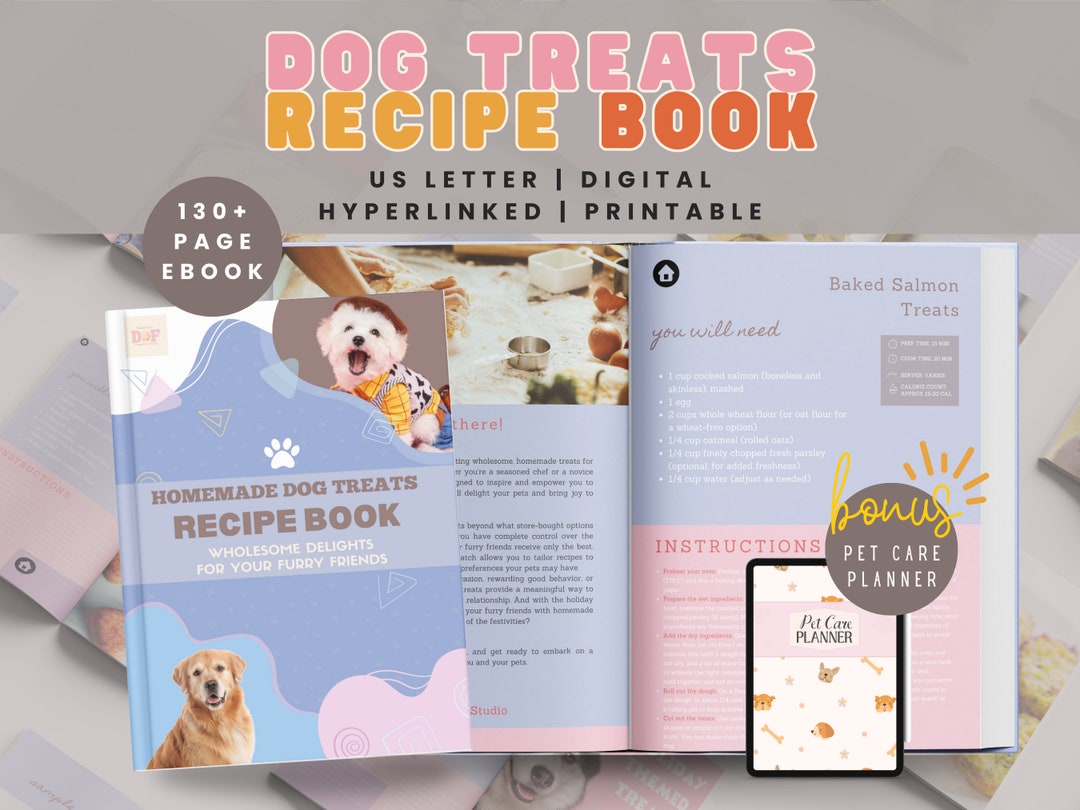 Homemade Dog Treats Recipe Book, Printable Dog Cookbook, Dog Bakery ...