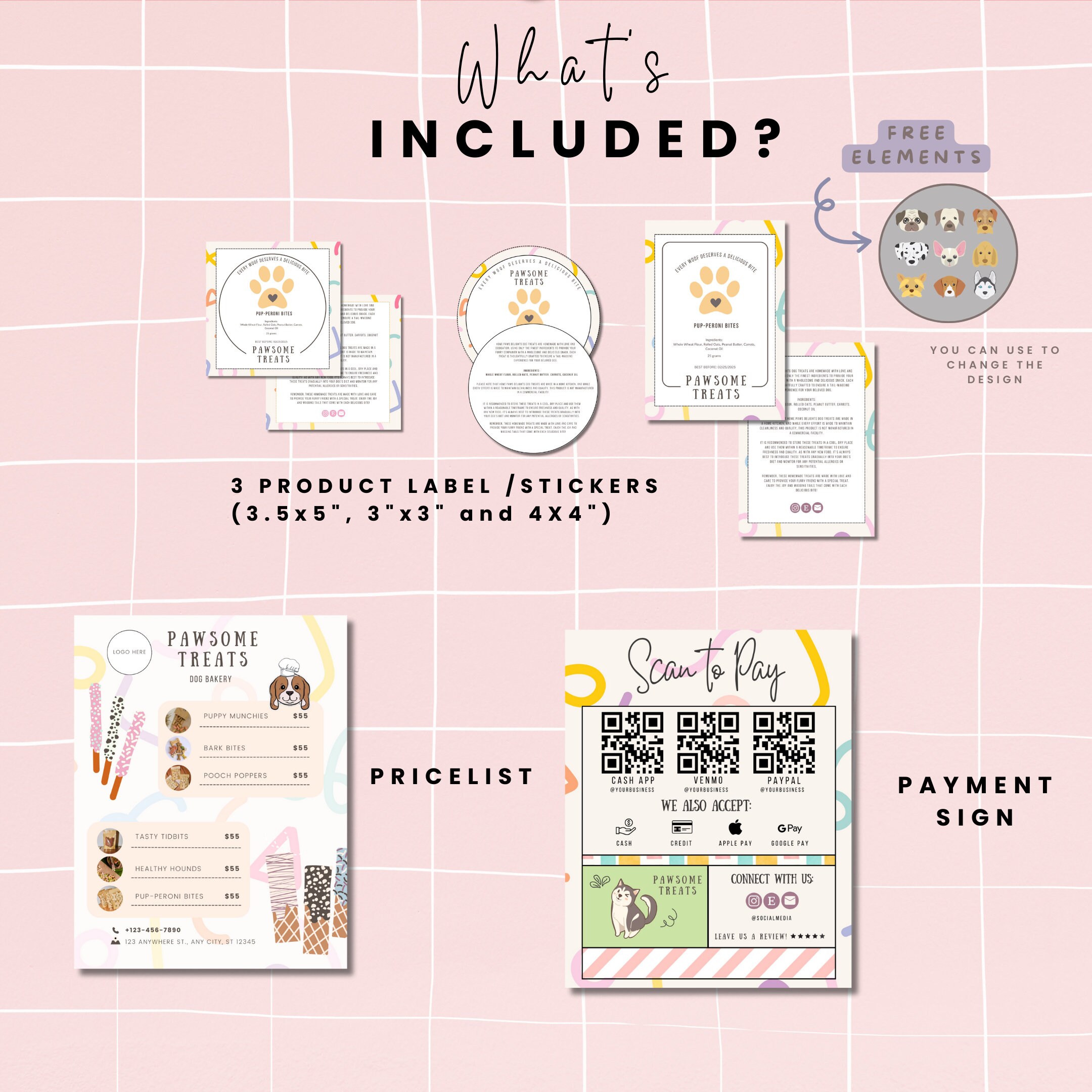 Dog Bakery Editable Pet Treats Branding Kit Small Business Editable ...