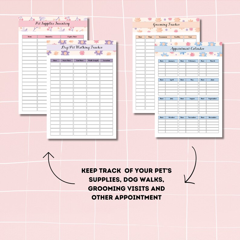 Pet Care Planner Printable Bundle, Pet Sitter Notes, Health Tracker ...