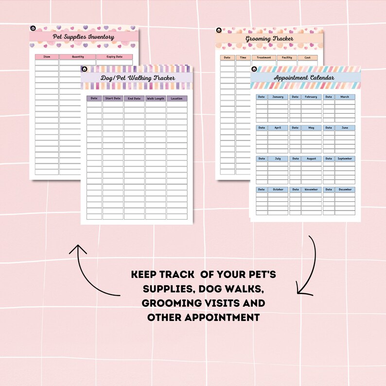 Pet Care Digital Planner Printable, Pet Sitter Notes, Health Tracker ...