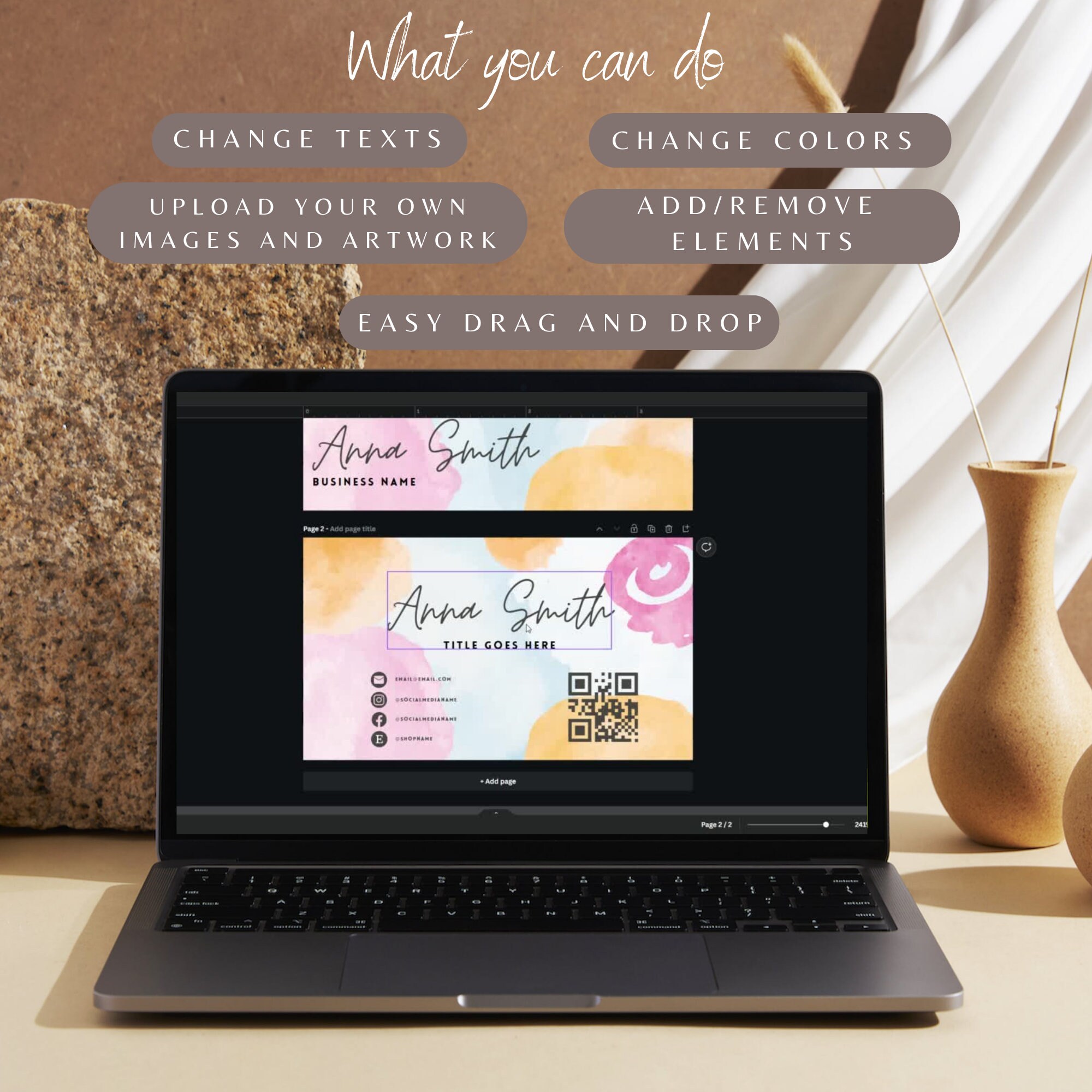 Pink Bow Business Card, Hand Drawn Ribbon Card, Minimalist Bow ...