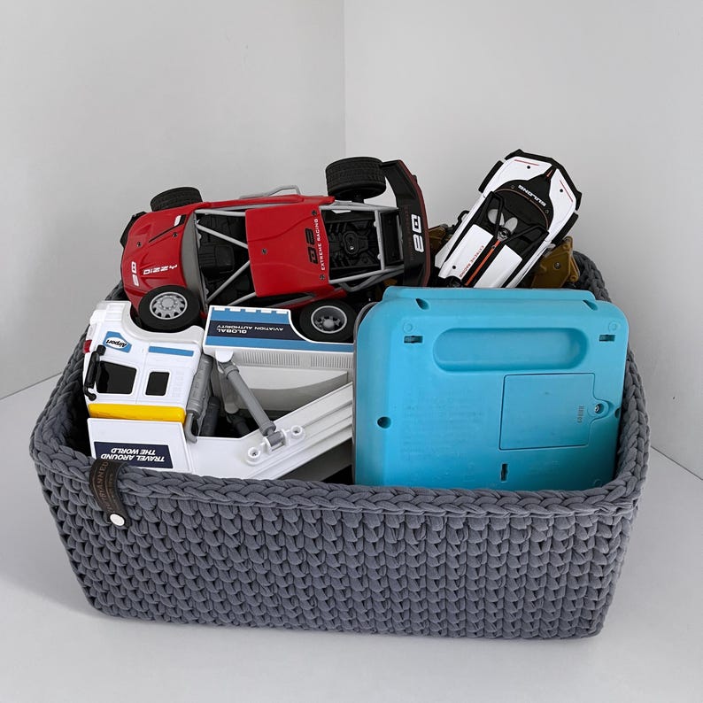 Rectangular Basket for Shelves With Wood Bottom, Shelf Organizer, Toy ...