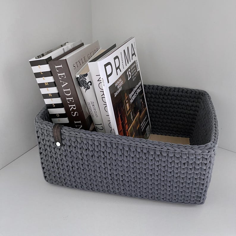 Rectangular Basket for Shelves With Wood Bottom, Shelf Organizer, Toy ...