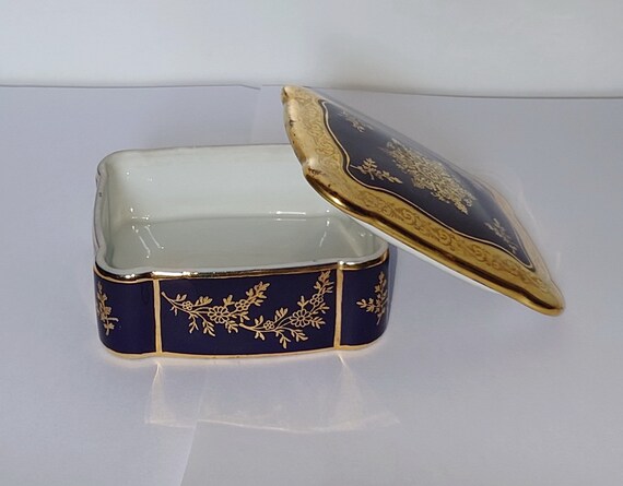 Limoges cobalt blue candy box - Gem