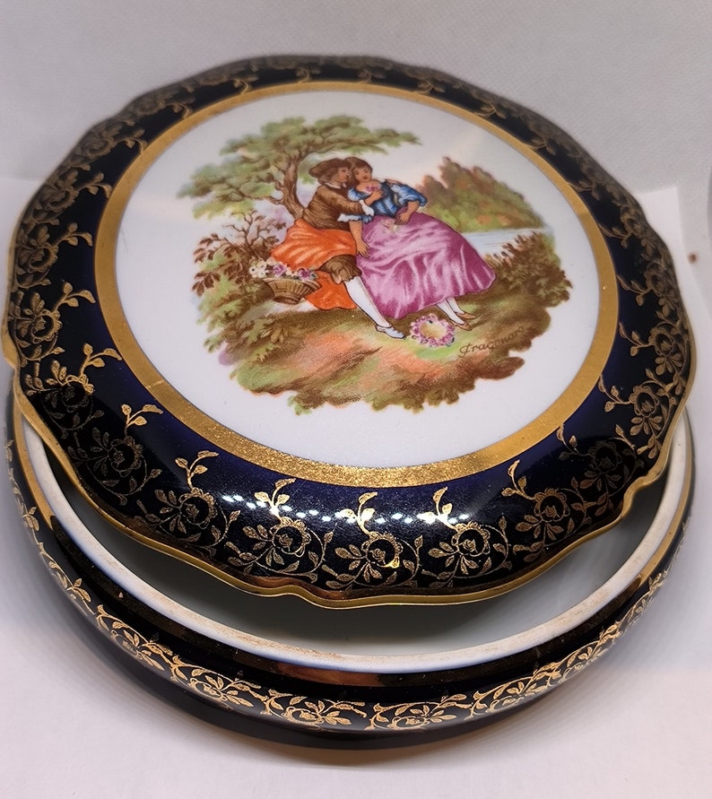 Limoges Cobalt Blue Candy Box - Etsy