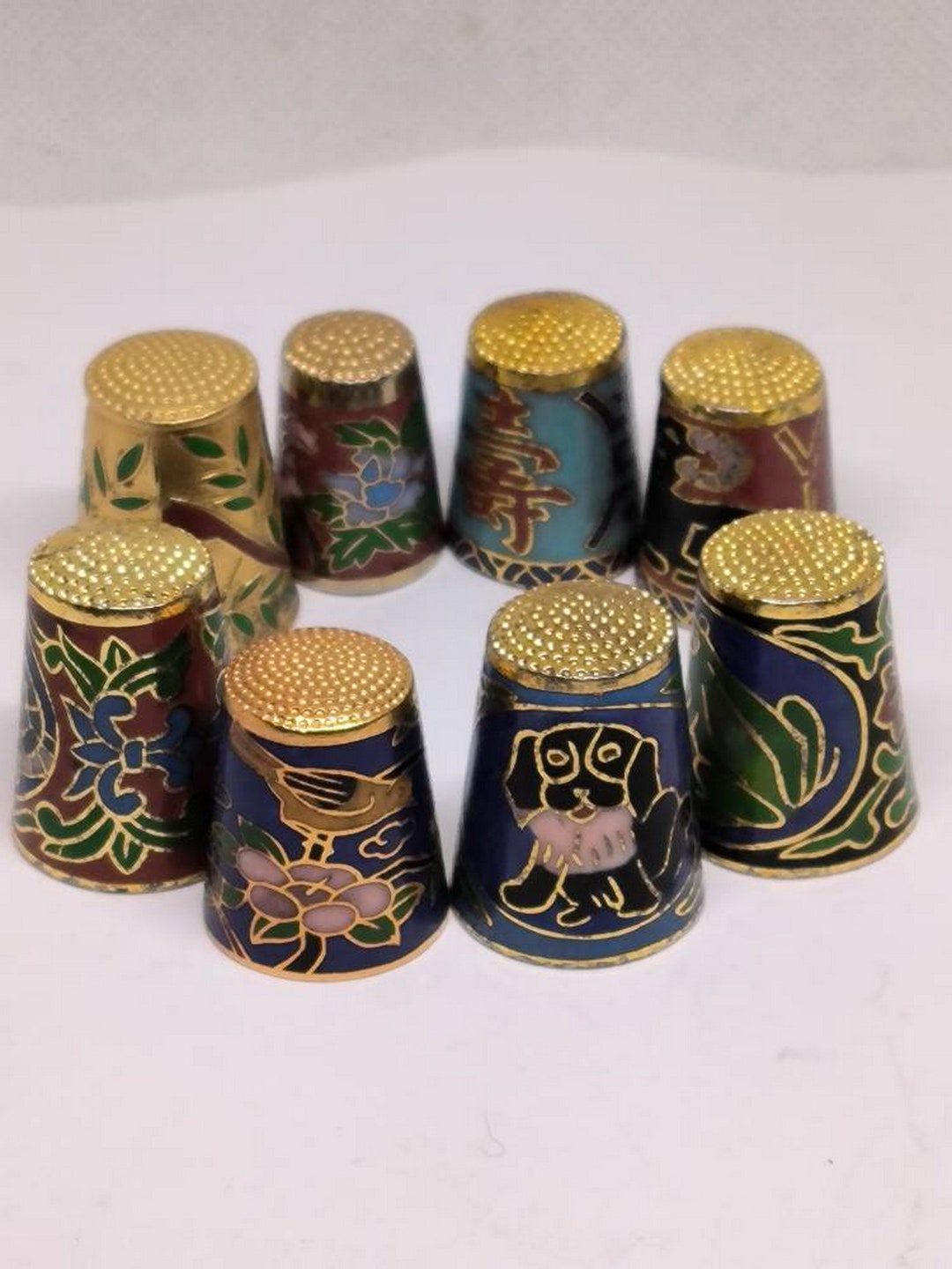 8 Old Sewing Thimbles From the Cloisonné Collection. Vintage - Etsy