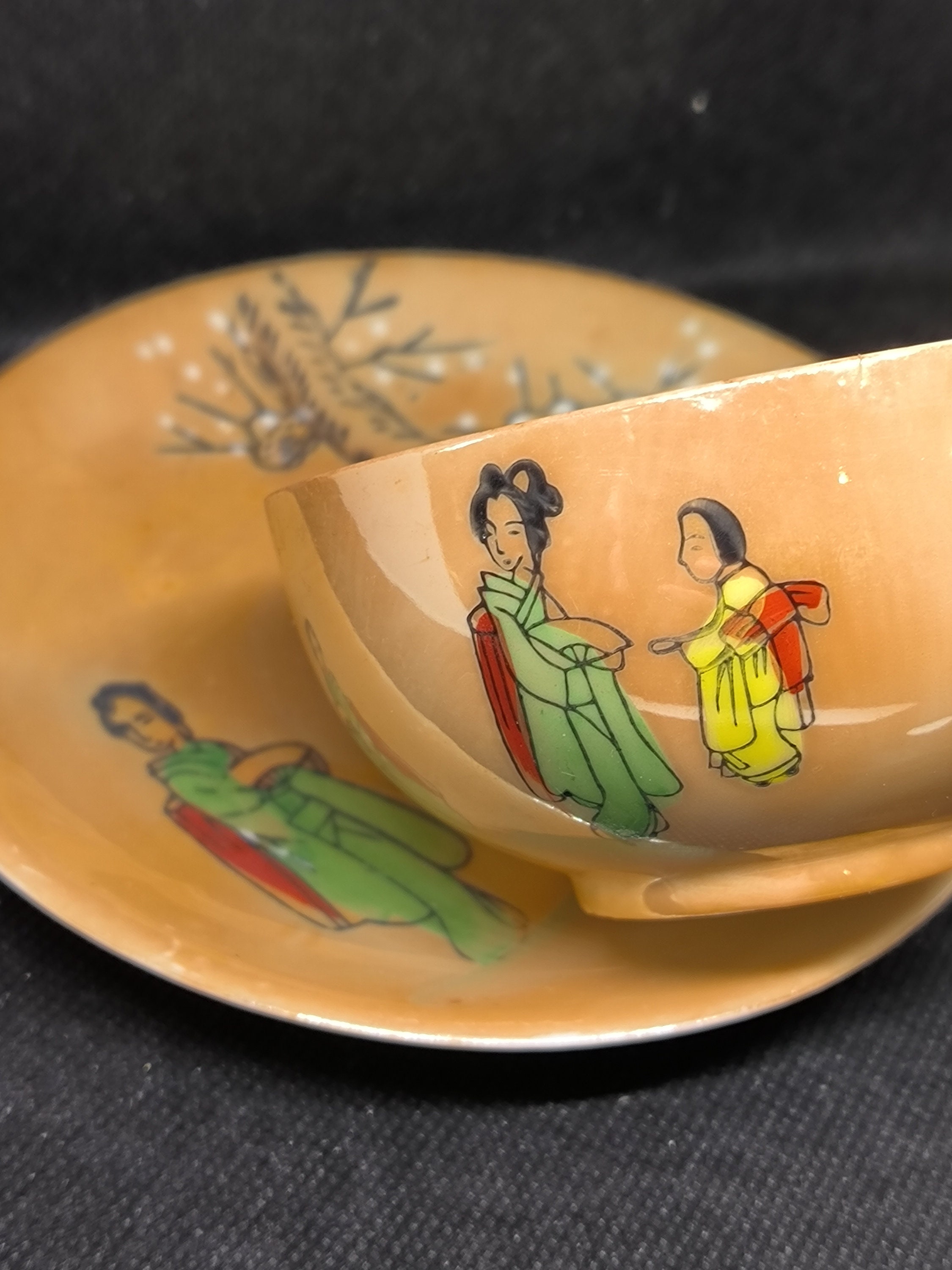 2 Tea Cups With Saucers Japan Geisha Lithophane Porcelain - Etsy