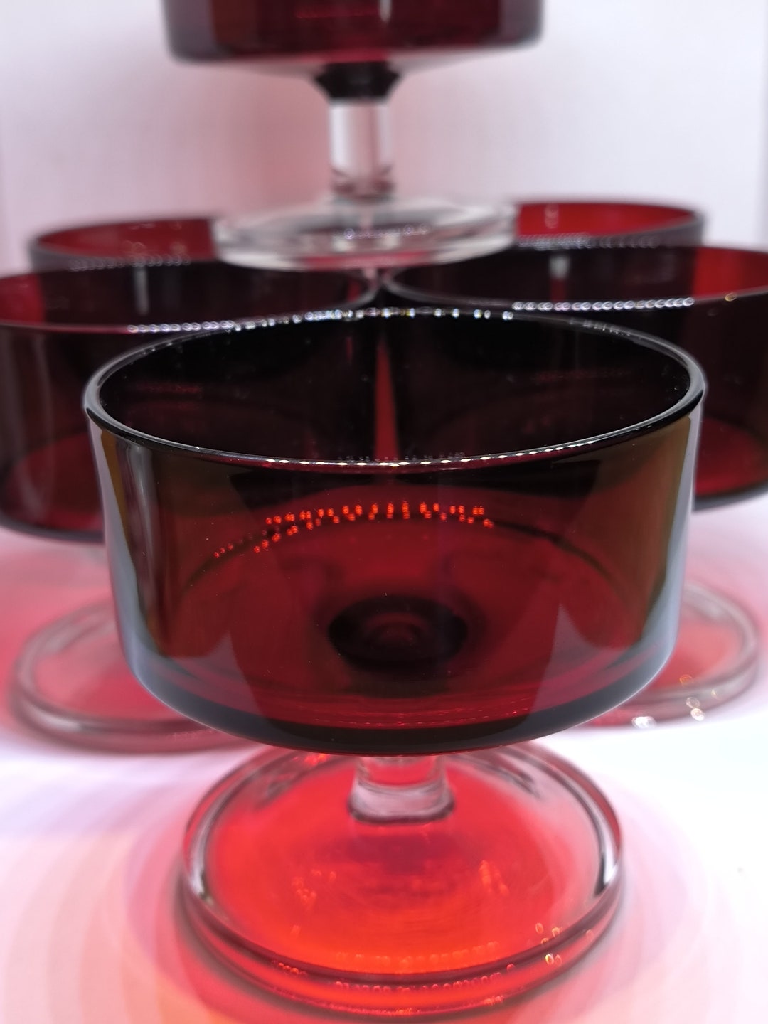 6 Anciennes Coupes à Champagne Rouges Luminarc Modèle Suede - Etsy France
