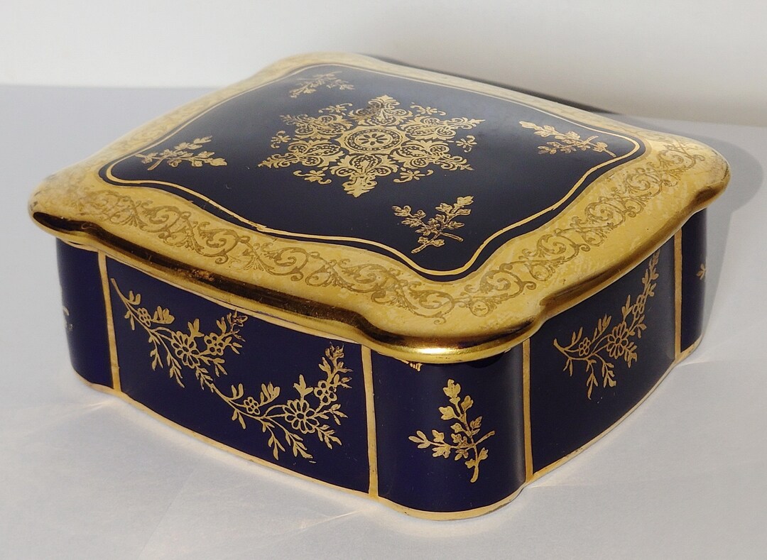 Limoges Cobalt Blue Candy Box - Etsy