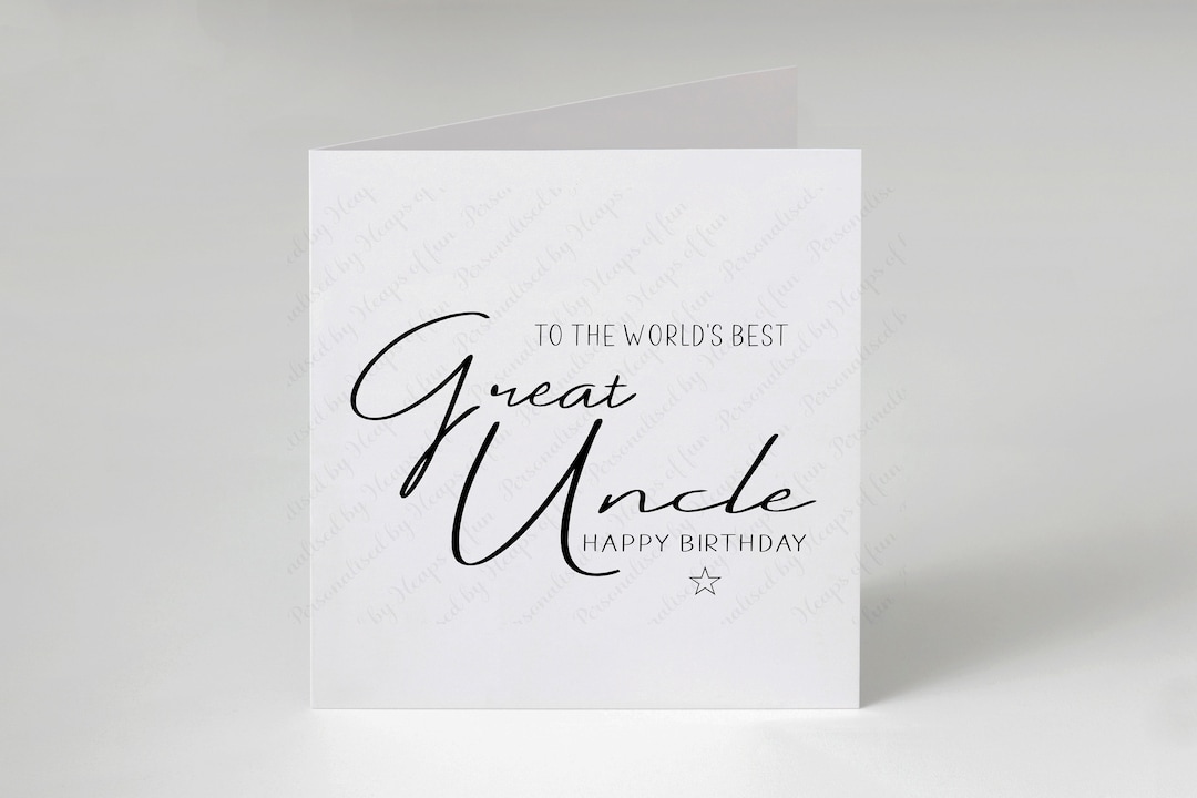 Personalised Great Uncle Birthday Card, Worlds Best Great Uncle - Etsy