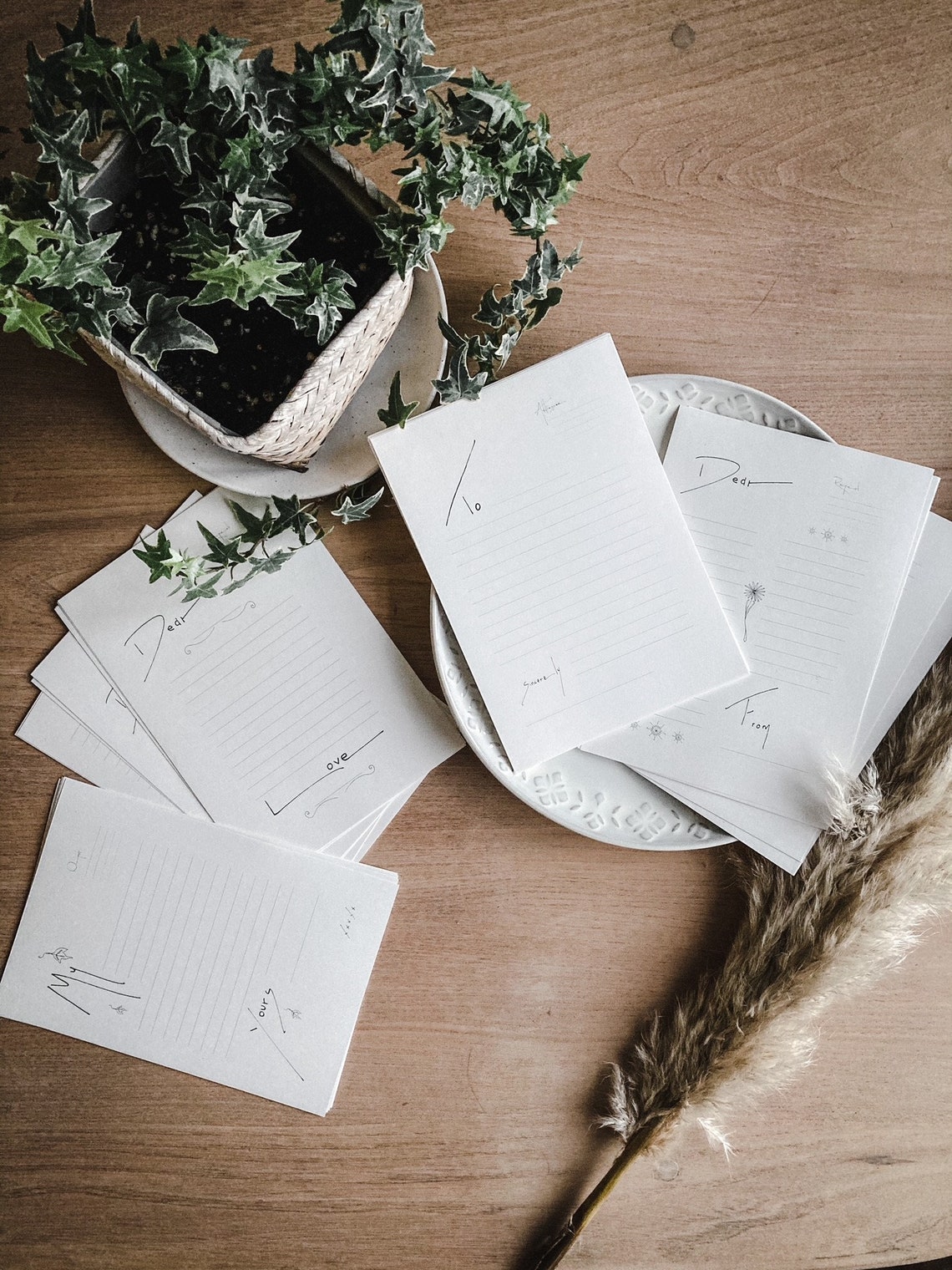 Letter Writing Stationery Set, Minimal Hand Calligraphy, Modern Paper ...