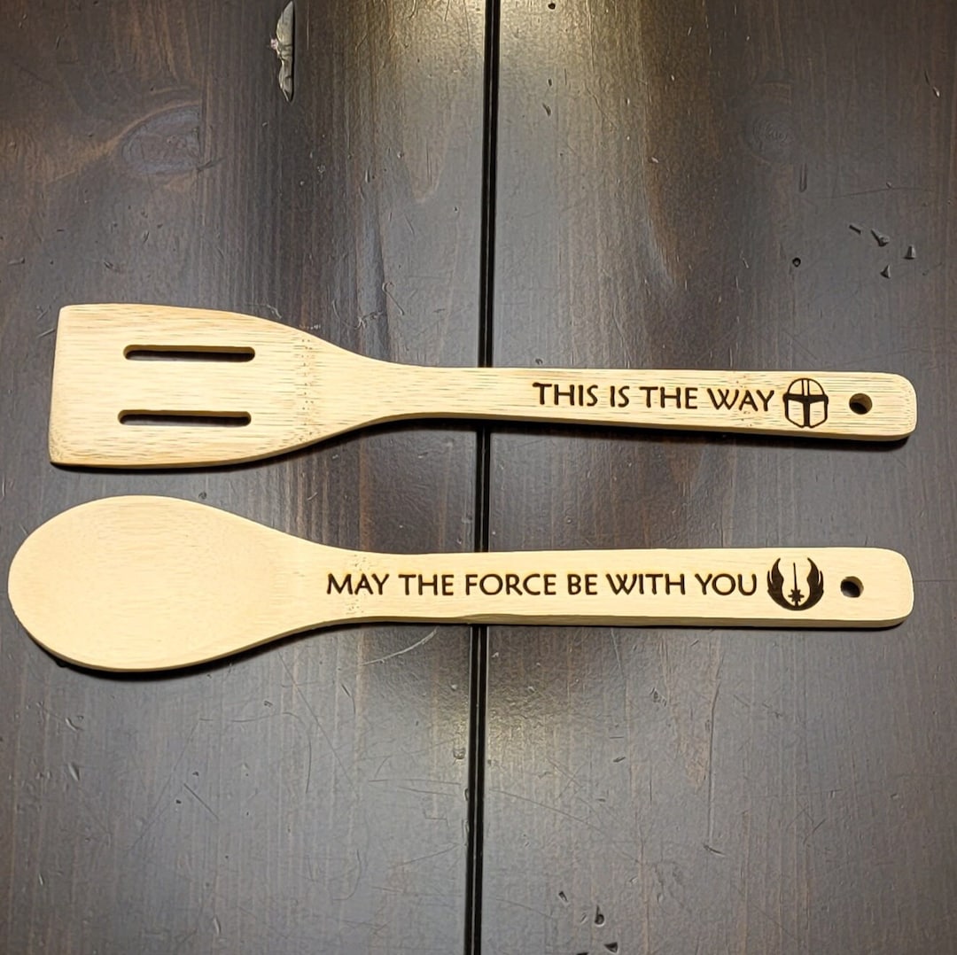 Star Wars and Mandalorian Bamboo Kitchen Tools. Laser Engraved. - Etsy