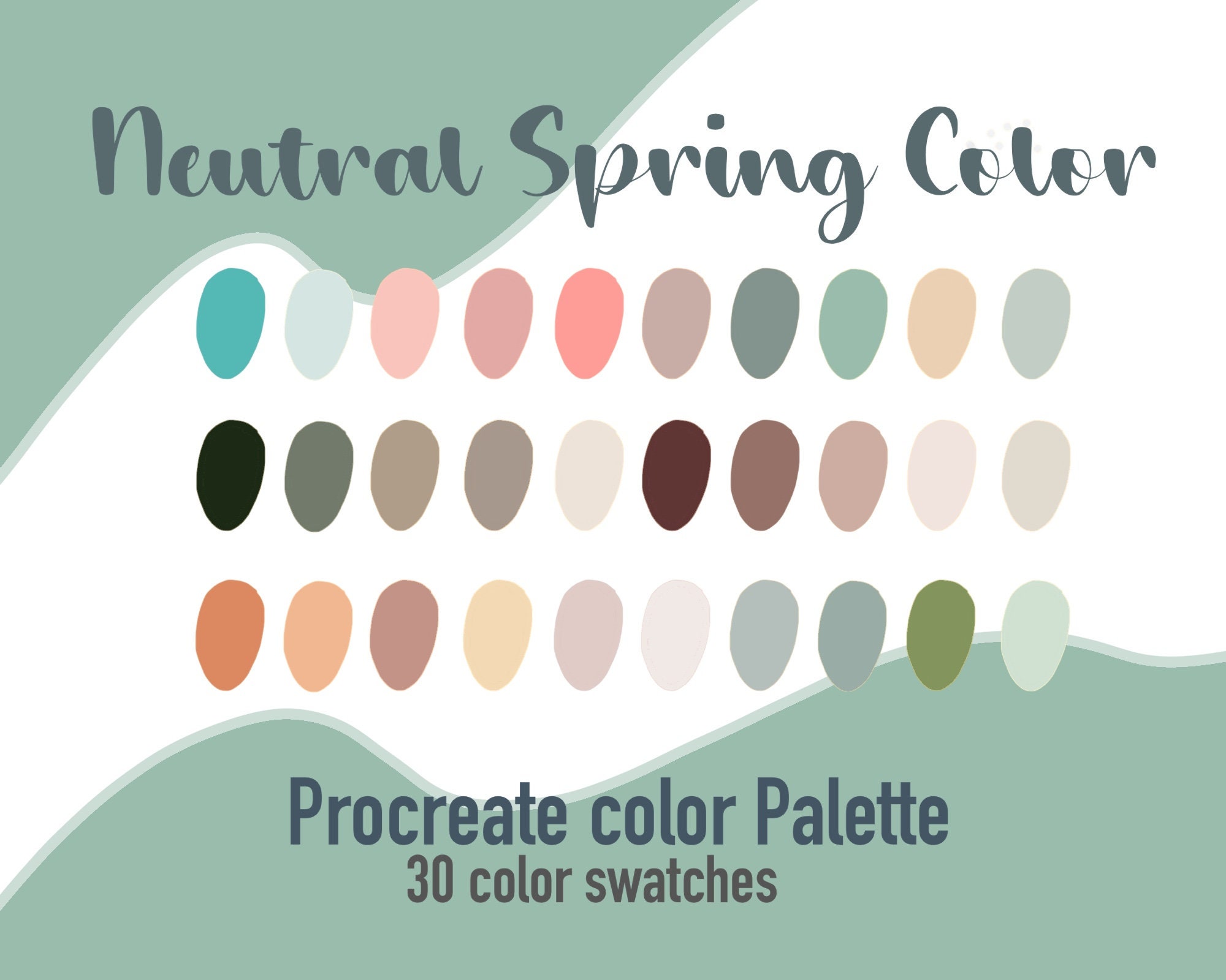 Procreate Color Palette Neutral Spring Procreate Palette Digital