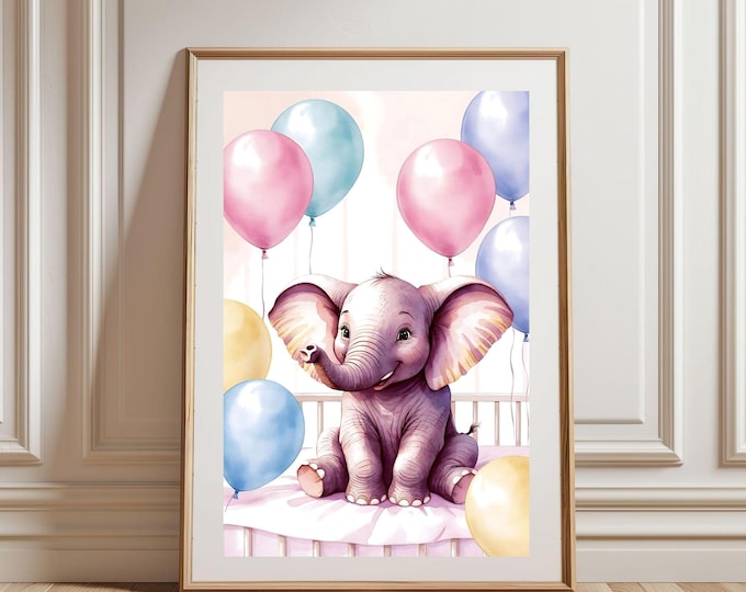 SET of Four Watercolor Nursery Art ANIMALS With BALLOONS, Ballons ...