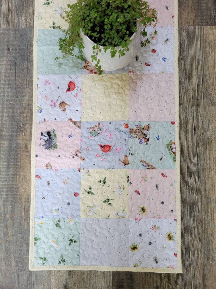Quilted Table Runner Spring Pastels Table Runner - Etsy