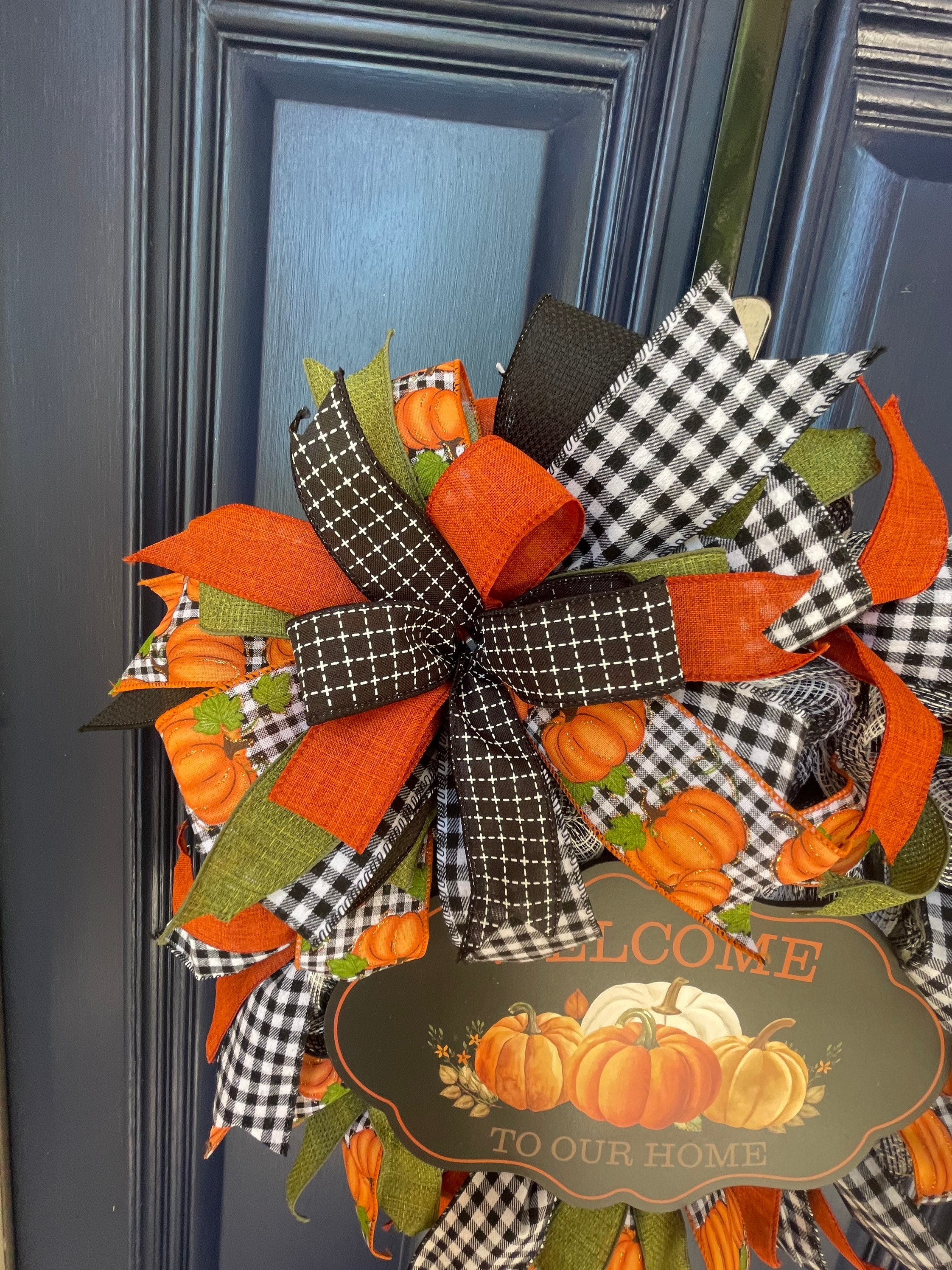 Fall Welcome Deco Mesh Wreath With Harvest Pumpkin Sign and - Etsy