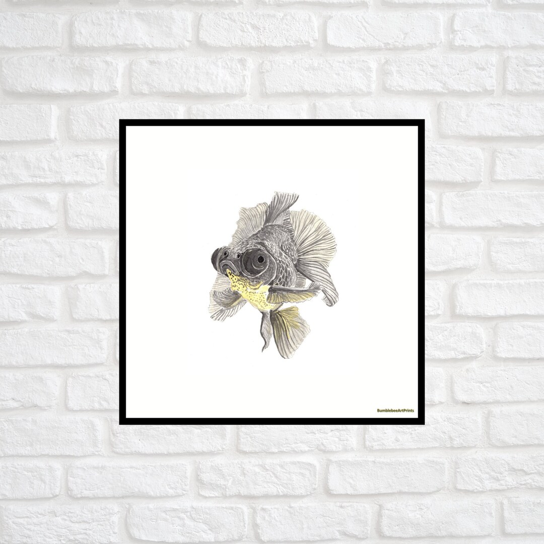 Black Moor Goldfish, Aquarium Fish Printable, Home Décor, Wall Art ...