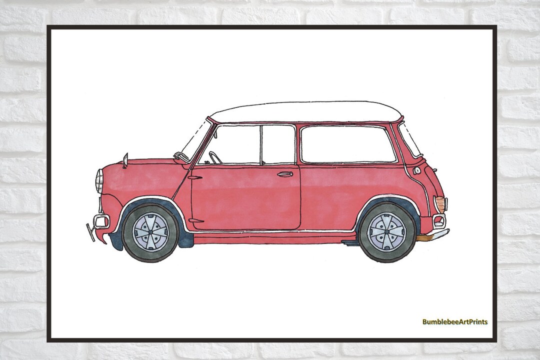 Mini Cooper 1958, Car Print, Car Printable, Classic & Vintage Car Art ...
