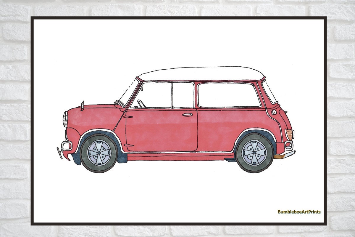 Mini Cooper 1958, Car Print, Car Printable, Classic & Vintage Car Art ...