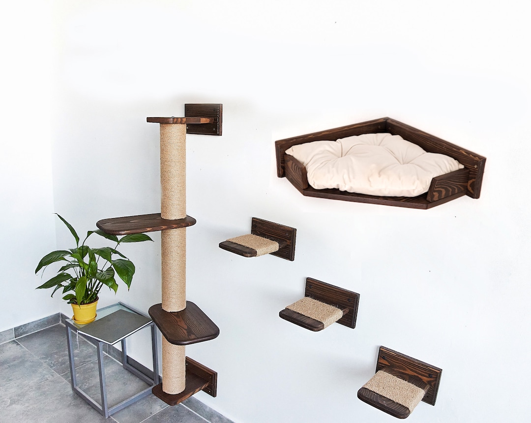 Corner Cat Shelf, Cat Climbing, Cat Tower, Cat Furniture, Wooden Cat ...