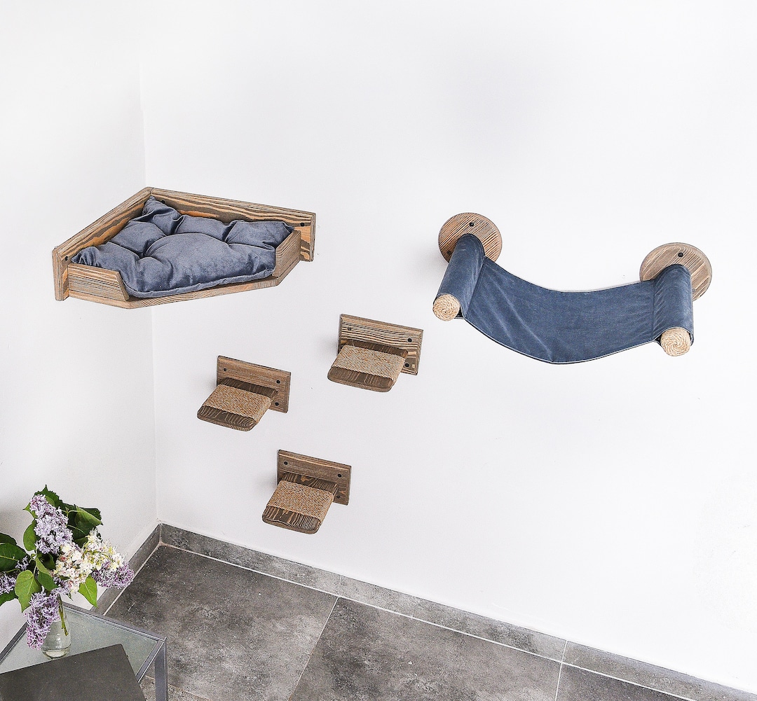 Cat Furniture Wall, Corner Cat Bed, Cat Hammock, Cat Shelves, Cat Perch ...