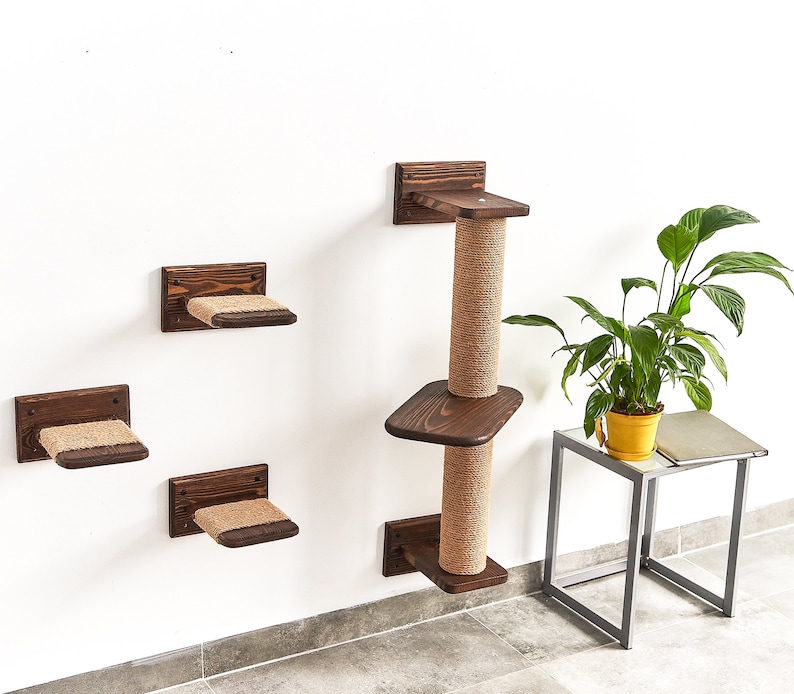 Corner Cat Bed Set, Cat Wall Furniture, Cat Shelves, Cat Feeder Shelf ...