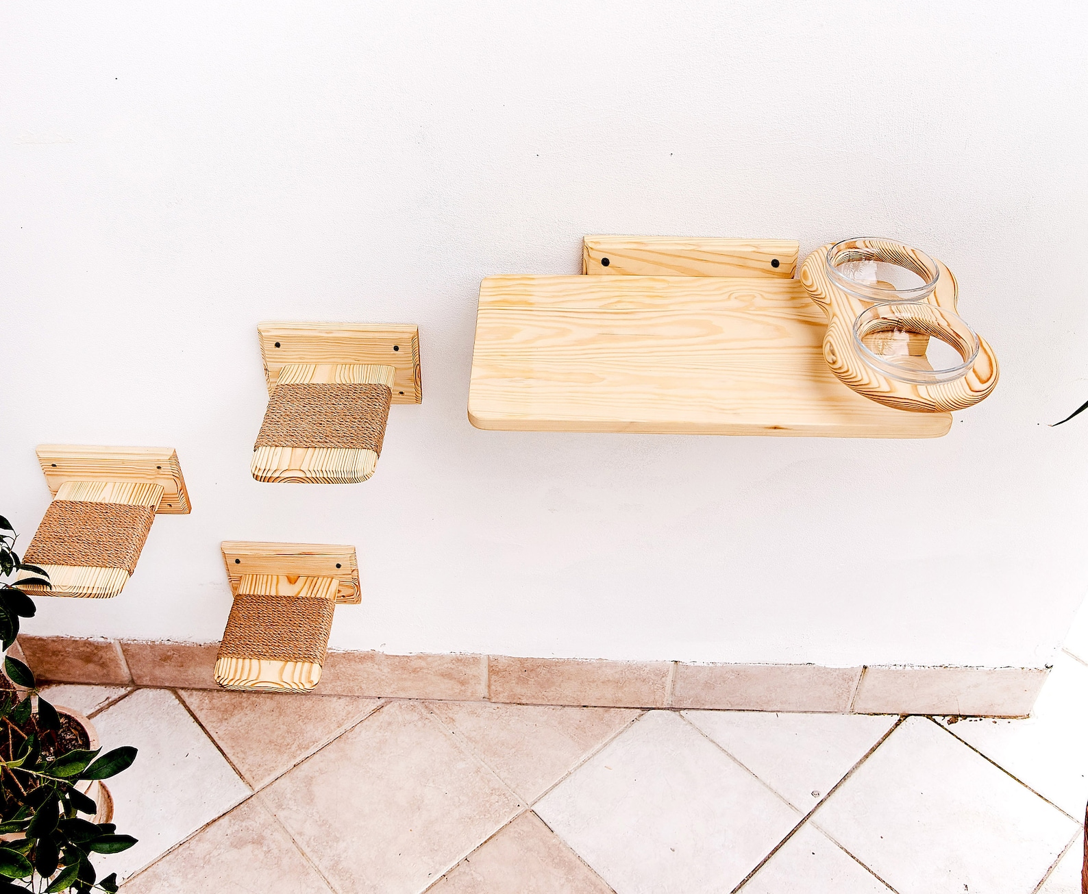 Cat Feeder Shelf Cat Shelves Cat Shelf With Raised Bowls - Etsy