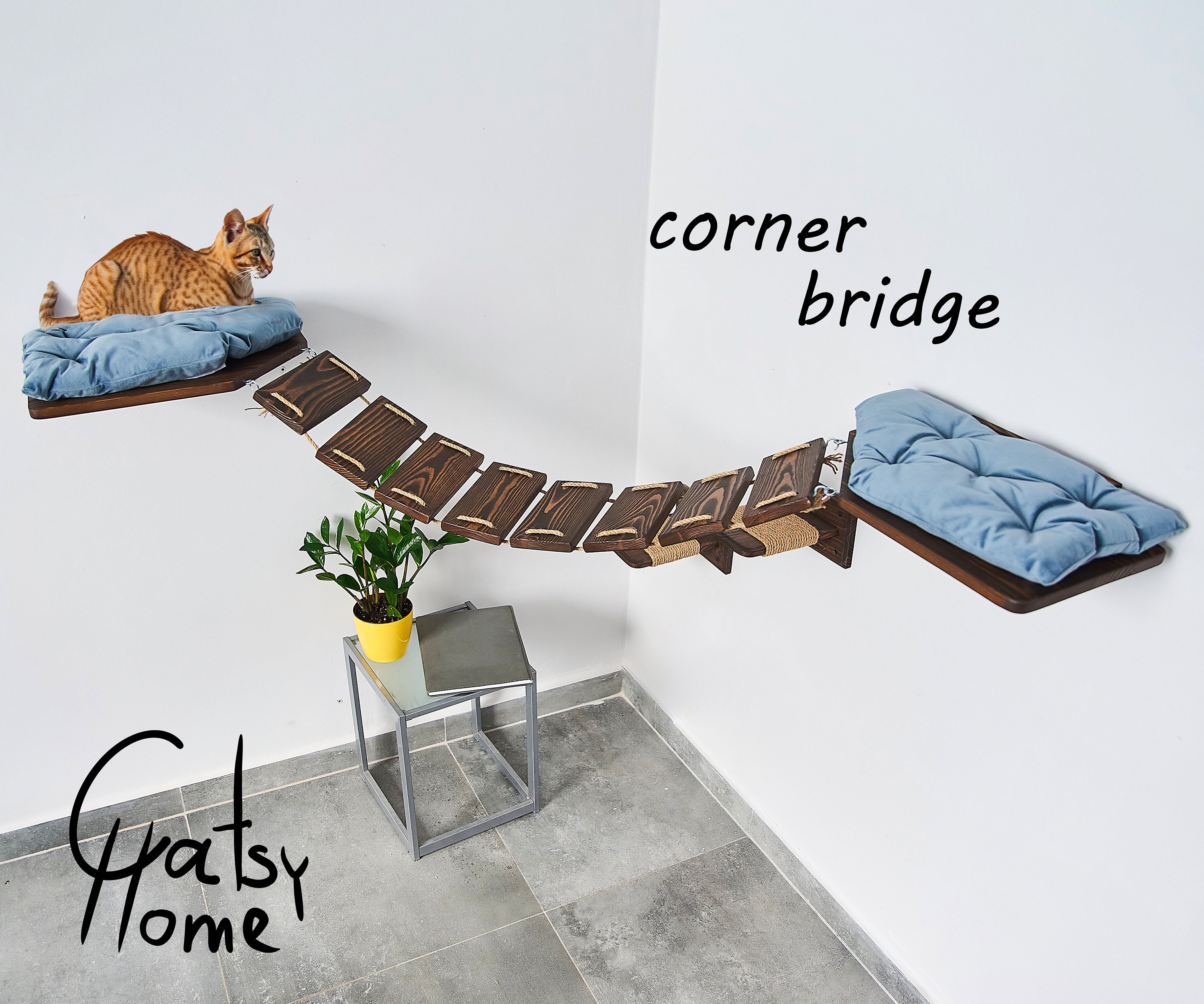 Corner Cat Bridge, Cat Perch, Cat Climbing, Cat Wall Furniture, Wood ...