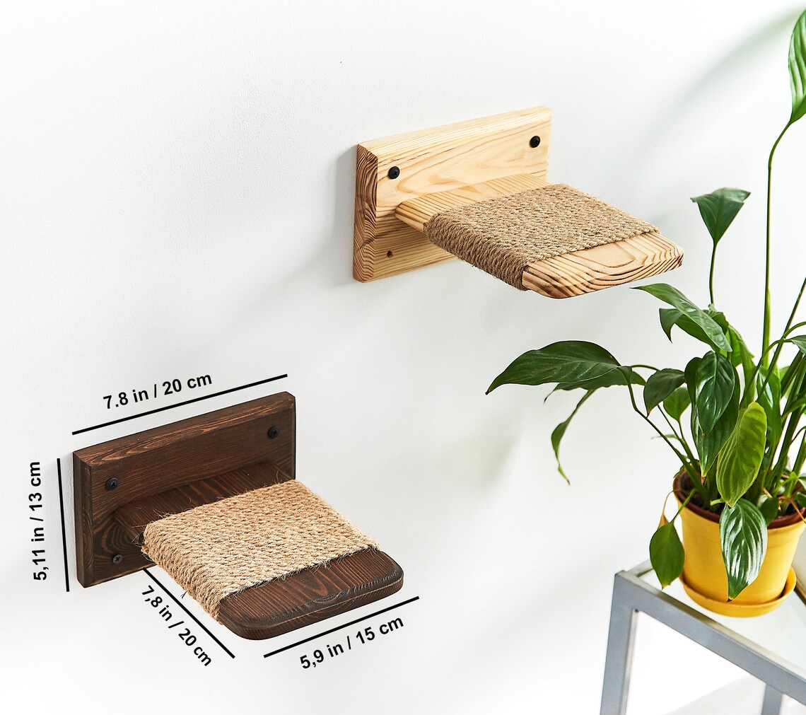 Cute Cat Hammock Cat Bed Wall Mount Wood Cat Steps Cat Wall - Etsy