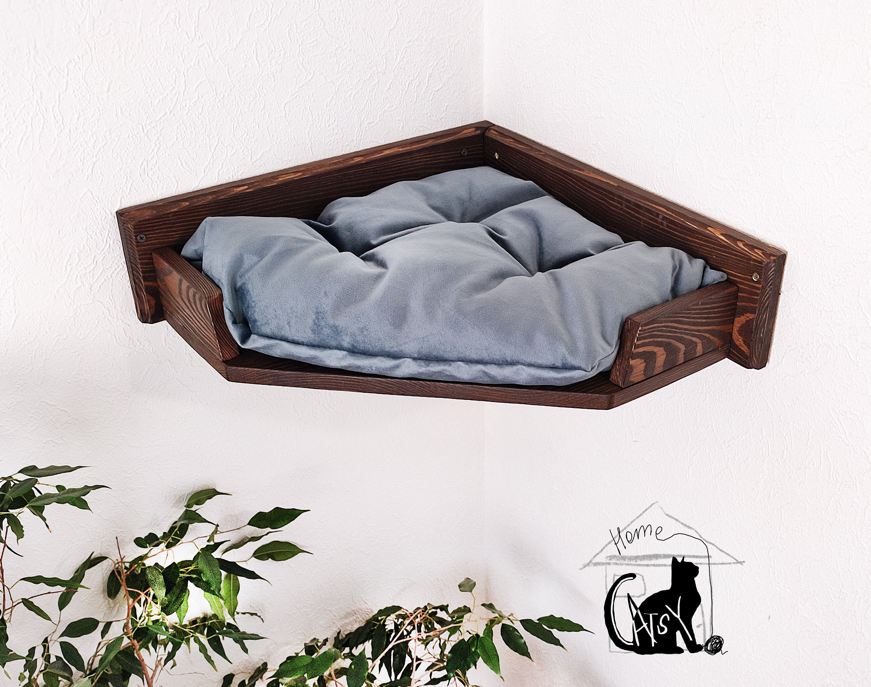 Cat Furniture Set, Corner Cat Perch, Cat Bridge for Wall, Cat Shelves ...