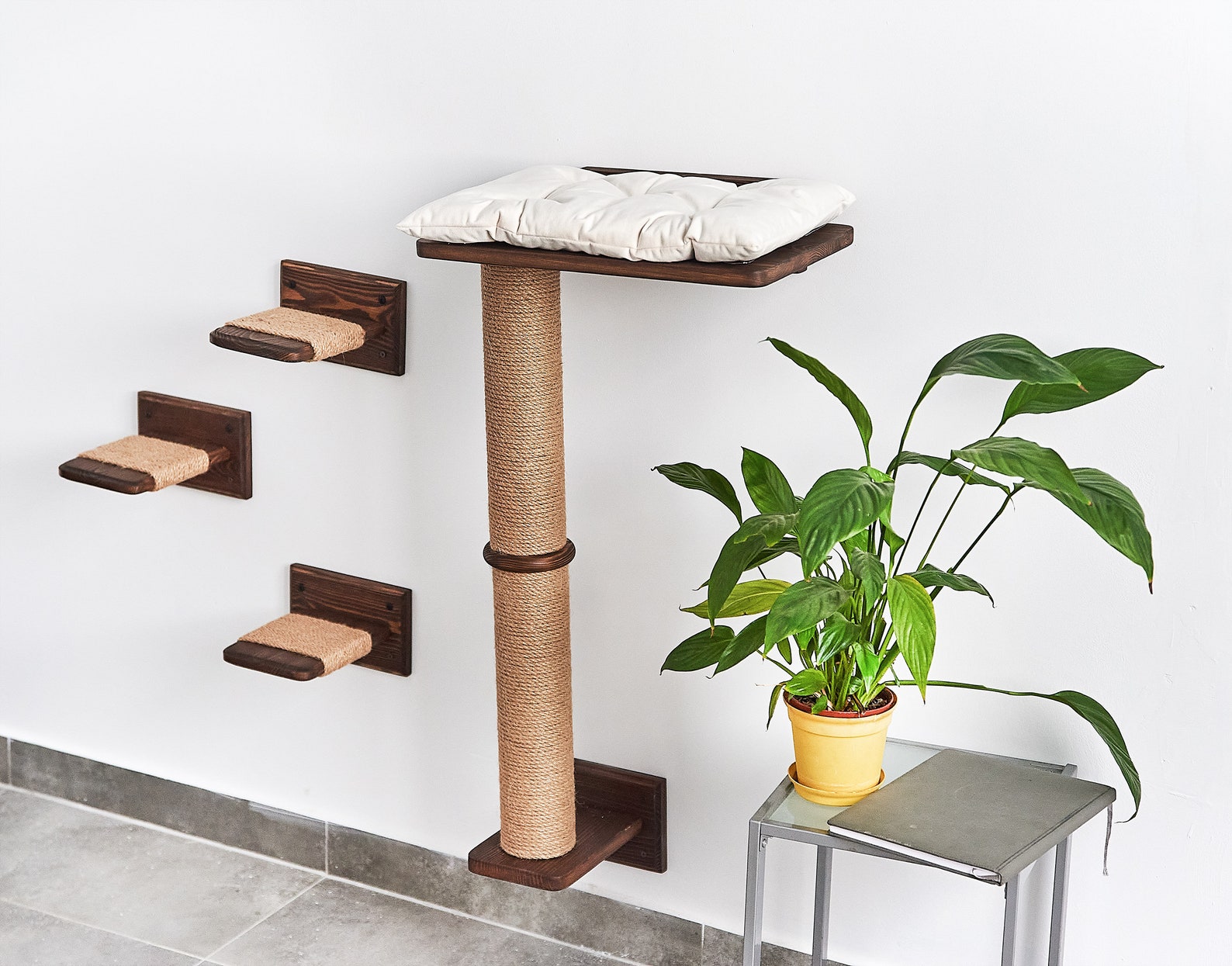 Cat Shelf, Cat Tower, Wall Shelves for Climbing Cats Made of Natural ...