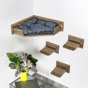 Corner Cat Shelf, Cat Climbing, Cat Tower, Cat Furniture, Wooden Cat ...