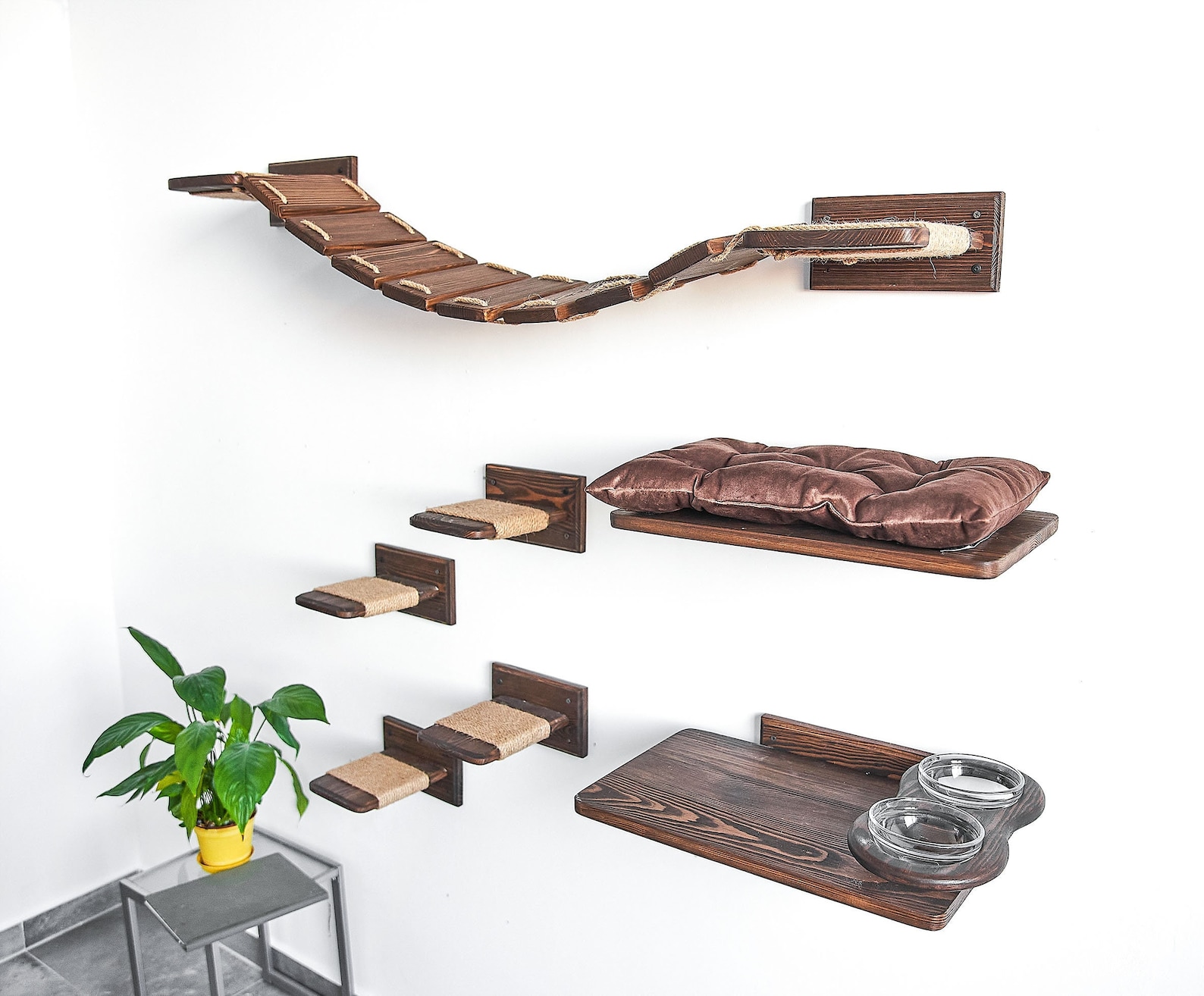 7 Pc Cat Shelves Set Cat Feeder Shelf Cat Bed Cat Furniture - Etsy