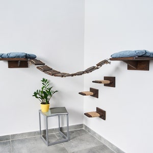 Corner Cat Bridge, Cat Perch, Cat Climbing, Cat Wall Furniture, Wood ...