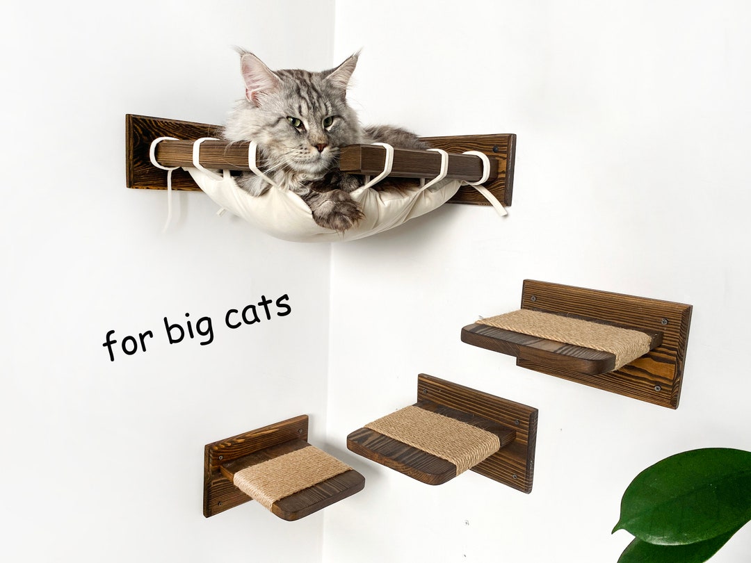 Wall Mounted Corner Cat Bed, Cat Shelf With Cushion, Cat Wall Furniture ...