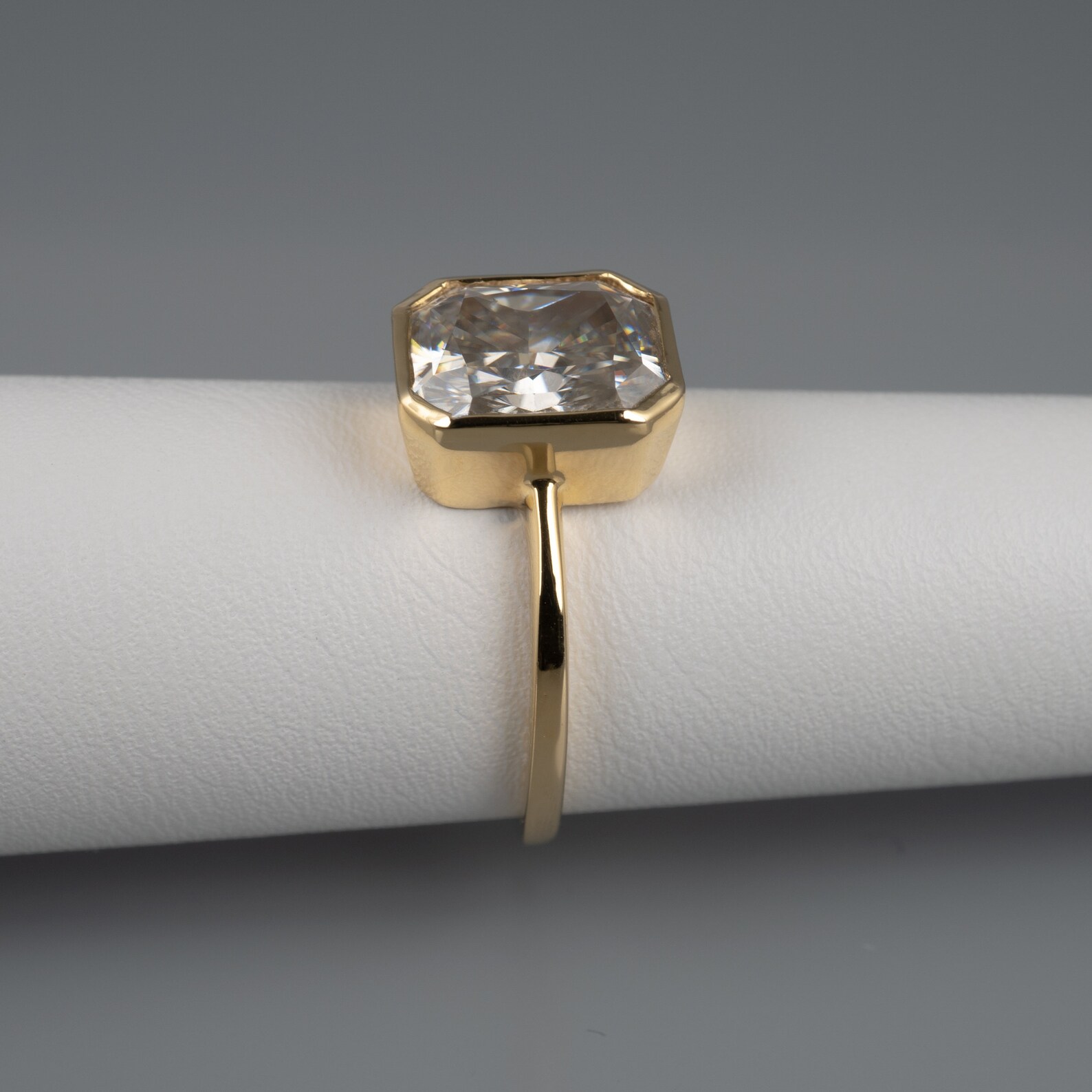 Bezel Moissanite 2.5 Ct Octagon Solitaire Ring 14 Karat Yellow | Etsy