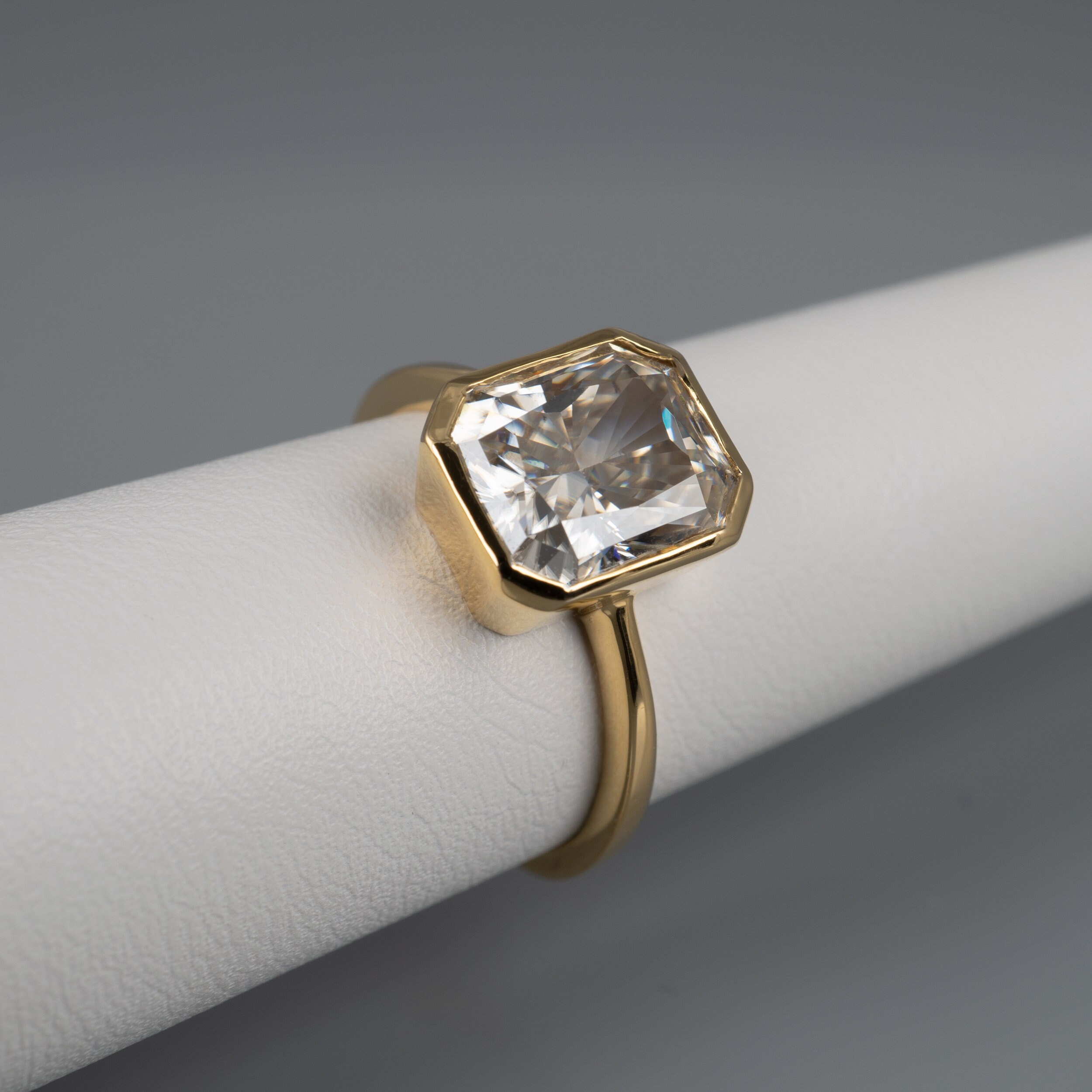 Bezel Moissanite 2.5 Ct Octagon Solitaire Ring 14 Karat Yellow | Etsy