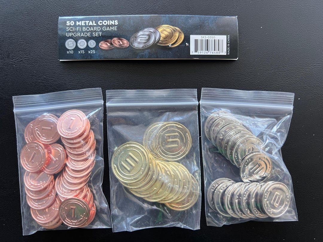 50 Metal Coin Board Game Upgrade Set (sci-fi Coins) NEW! - - Etsy