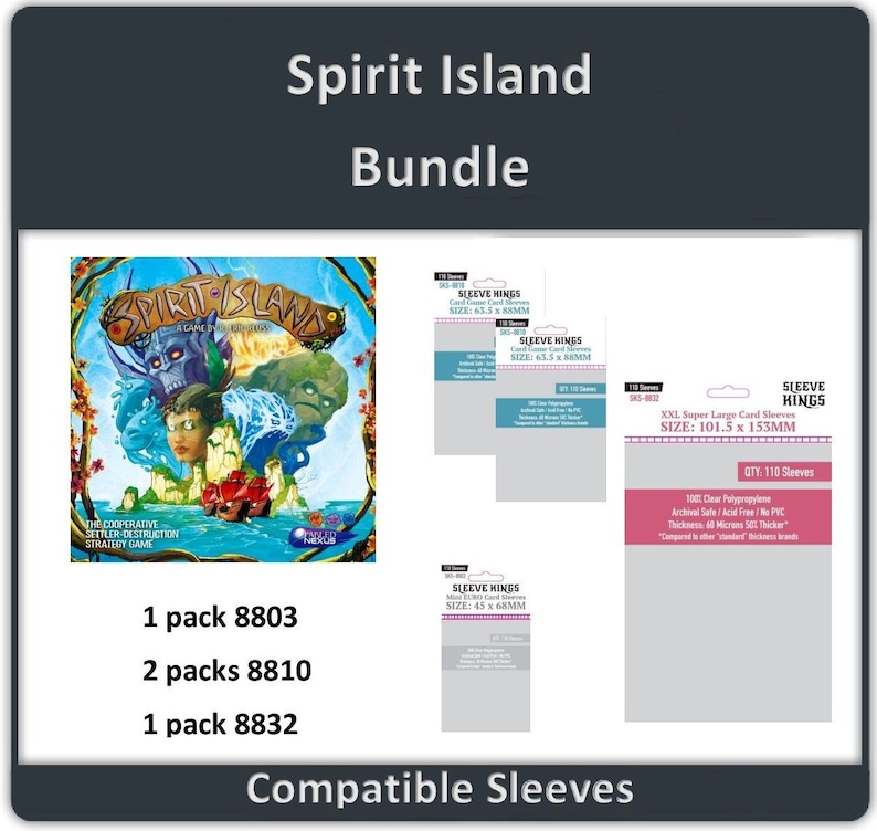 Spirit Island" Compatible Sleeve Bundle (8803 X 1 + 8810 X 2 + 8832 X 1 ...